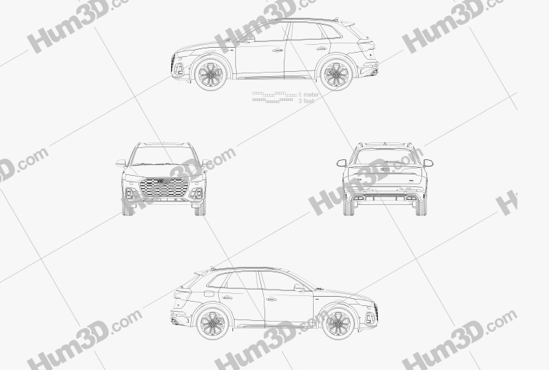 Audi Q5 S-line 2022 Blueprint - 3DModels.org