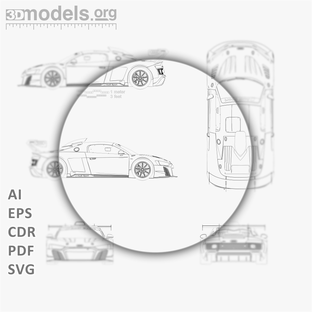 Audi R8 LMS GT2 2024 Vector Blueprint - 3DModels.org