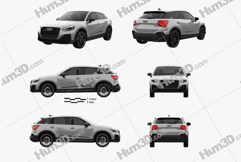Audi Q2 S line Edition One 2020 Blueprint Template - 3DModels.org