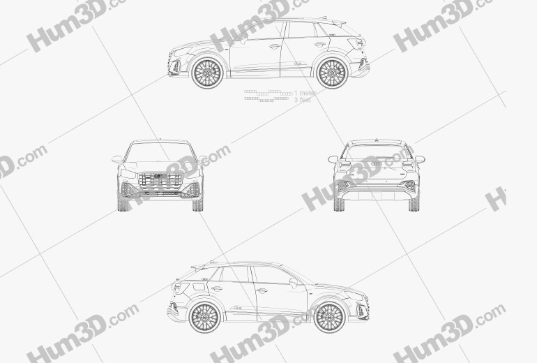 Audi Q2 S line Edition One 2020 Blueprint - 3DModels.org