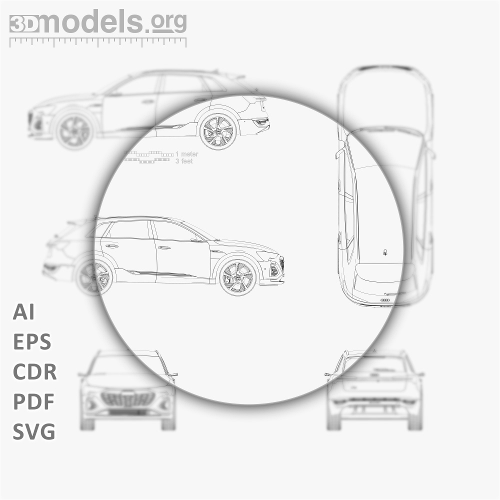 Audi Q8 e-tron 2025 Vector Blueprint - 3DModels.org