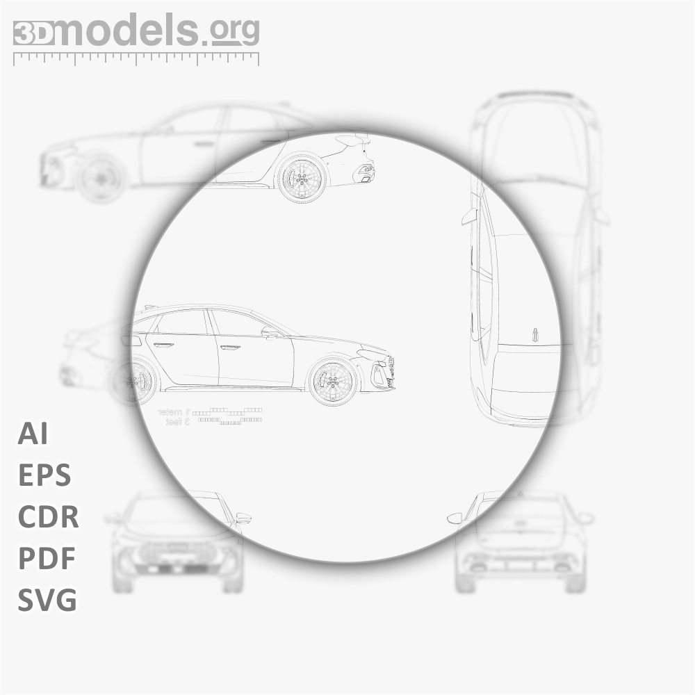 Audi A5 sportback S line 2025 Vector Blueprint - 3DModels.org