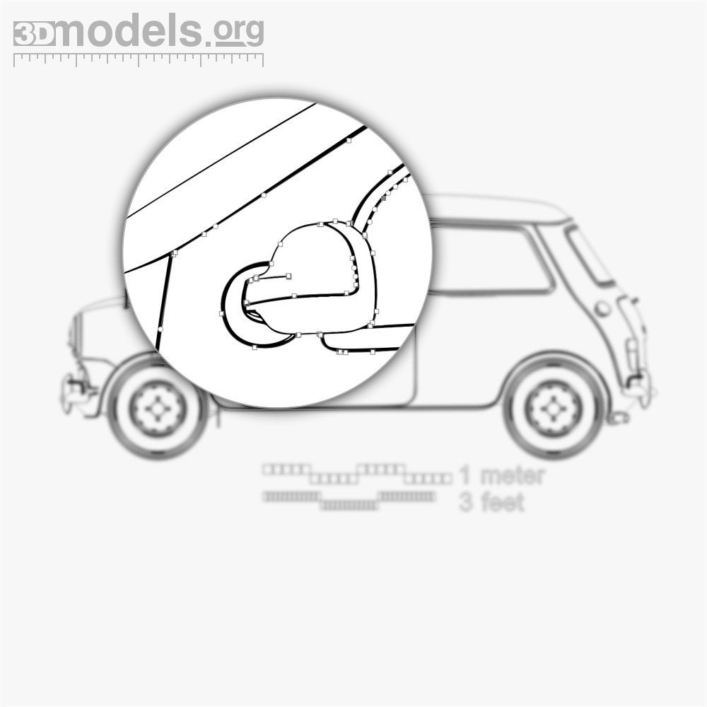 Austin Mini Cooper S 1964 Vector Blueprint - 3DModels.org