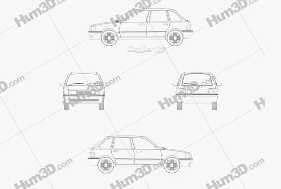 Austin car blueprints Download in PNG - 3DModels.org