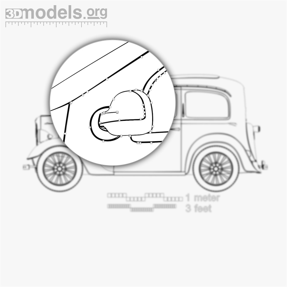 Austin 7 Ruby 1934 Vector Blueprint - 3DModels.org