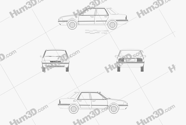 Austin Montego 1984 Blueprint - 3DModels.org