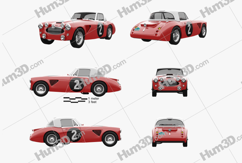 Austin Healey 3000 Alpine Rally 1962 Blueprint Template - 3DModels.org