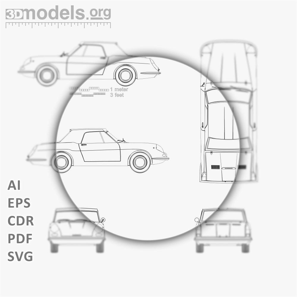 Autobianchi Stellina 1964 Vector Blueprint - 3DModels.org