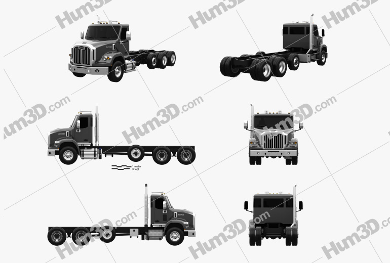 Autocar DC-64 Tractor Truck 4-axle 2022 Blueprint Template - 3DModels.org