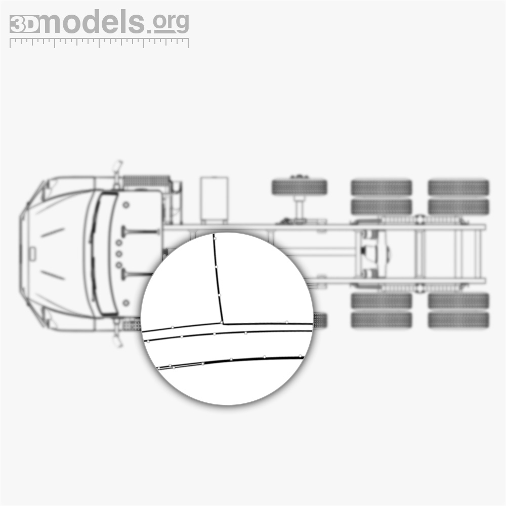 Autocar DC-64 Tractor Truck 4-axle 2023 Vector Blueprint - 3DModels.org