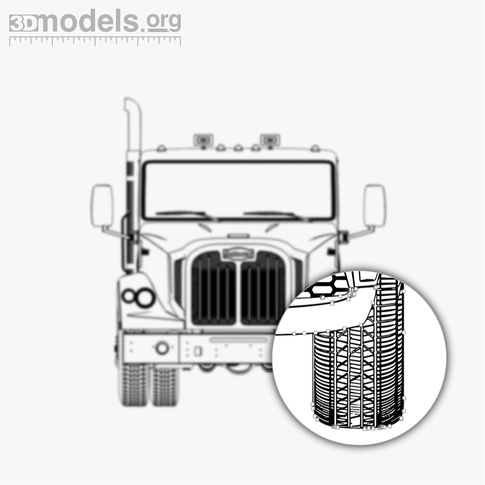 Autocar DC-64 Tractor Truck 4-axle 2023 Vector Blueprint - 3DModels.org