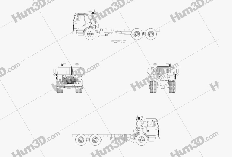 Autocar ACX Chassis Truck 2022 Blueprint - 3DModels.org