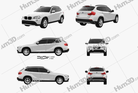 BMW X1 blueprints Download in PNG - 3DModels.org