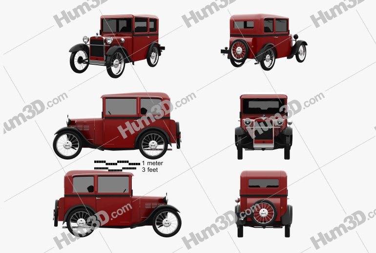 BMW DiXi 1928 Blueprint Template - 3DModels.org