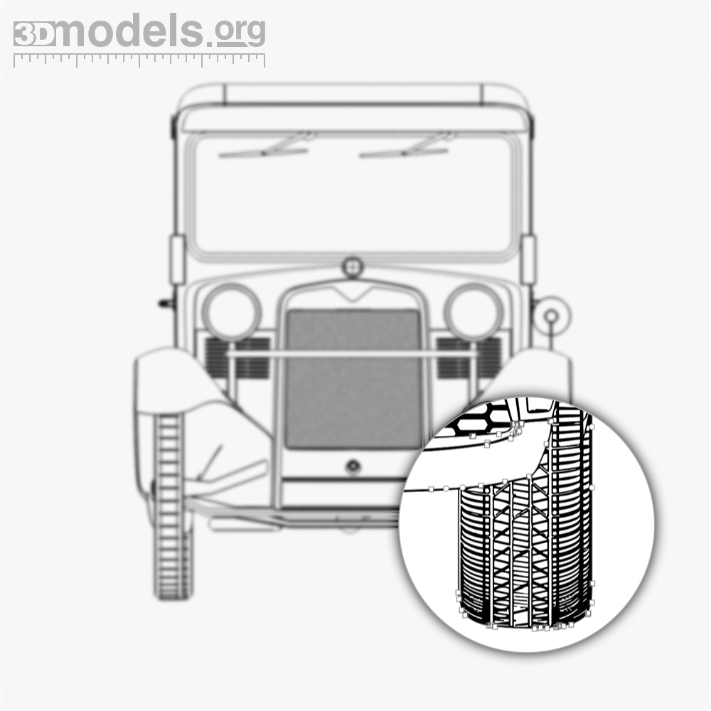 BMW DiXi 1928 Blueprint Vector - 3DModels.org