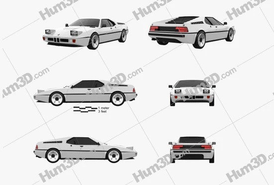 BMW M1 blueprints Descargar en PNG - 3DModels.org
