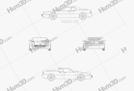 BMW M1 blueprints Download in PNG - 3DModels.org