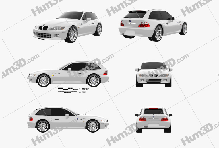 BMW Z3 coupe (E36/8) 2002 Blueprint Template - 3DModels.org