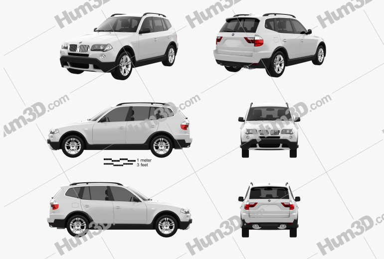 BMW X3 (E83) 2010 Blueprint Template - 3DModels.org