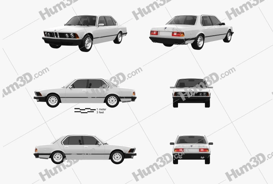 BMW 7 series blueprints Download in PNG - 3DModels.org