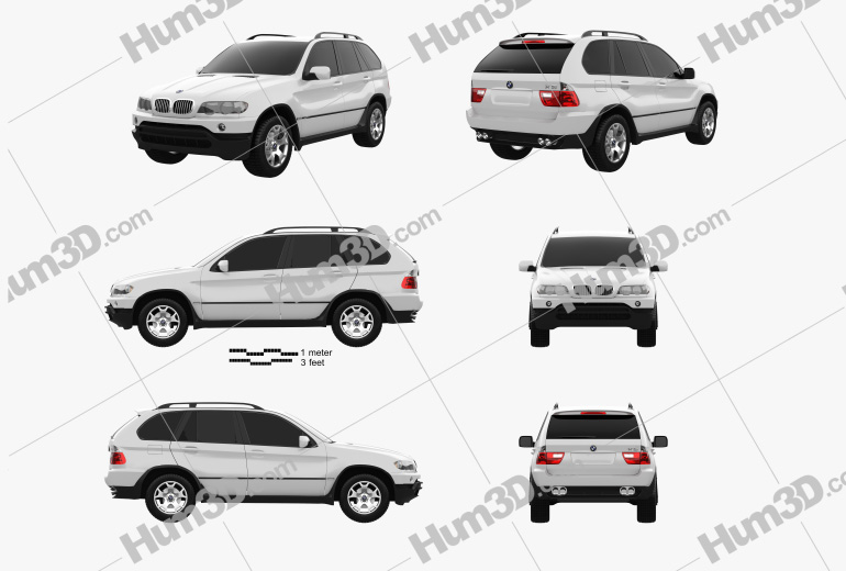 BMW X5 (E53) 2006 Blueprint Template - 3DModels.org