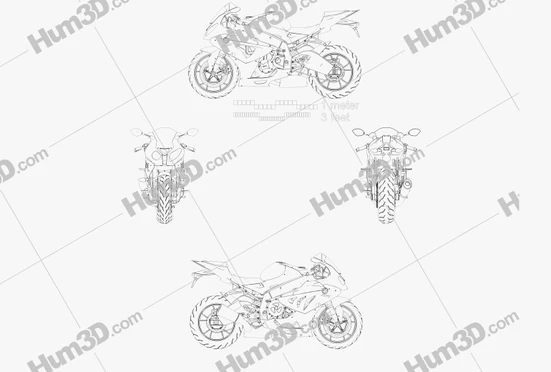 BMW S1000RR blueprints Download in PNG - 3DModels.org