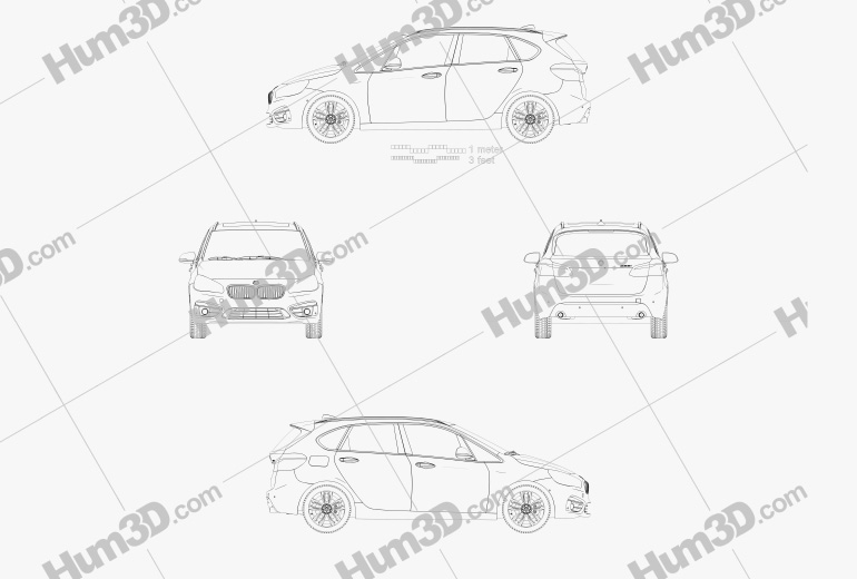 BMW 2 Series Active Tourer (F45) 2017 Blueprint - 3DModels.org