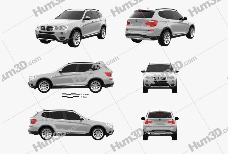 BMW X3 (F25) 2016 Blueprint Template - 3DModels.org