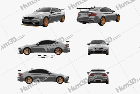 BMW M4 blueprints Download in PNG - 3DModels.org
