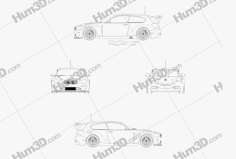 BMW 1 Series BTCC 2017 Blueprint - 3DModels.org