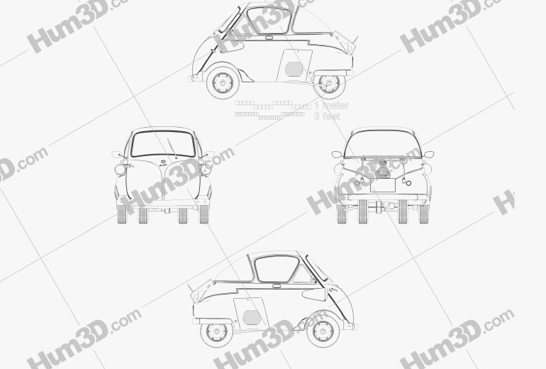 BMW Isetta 250 1955 Blueprint - 3DModels.org