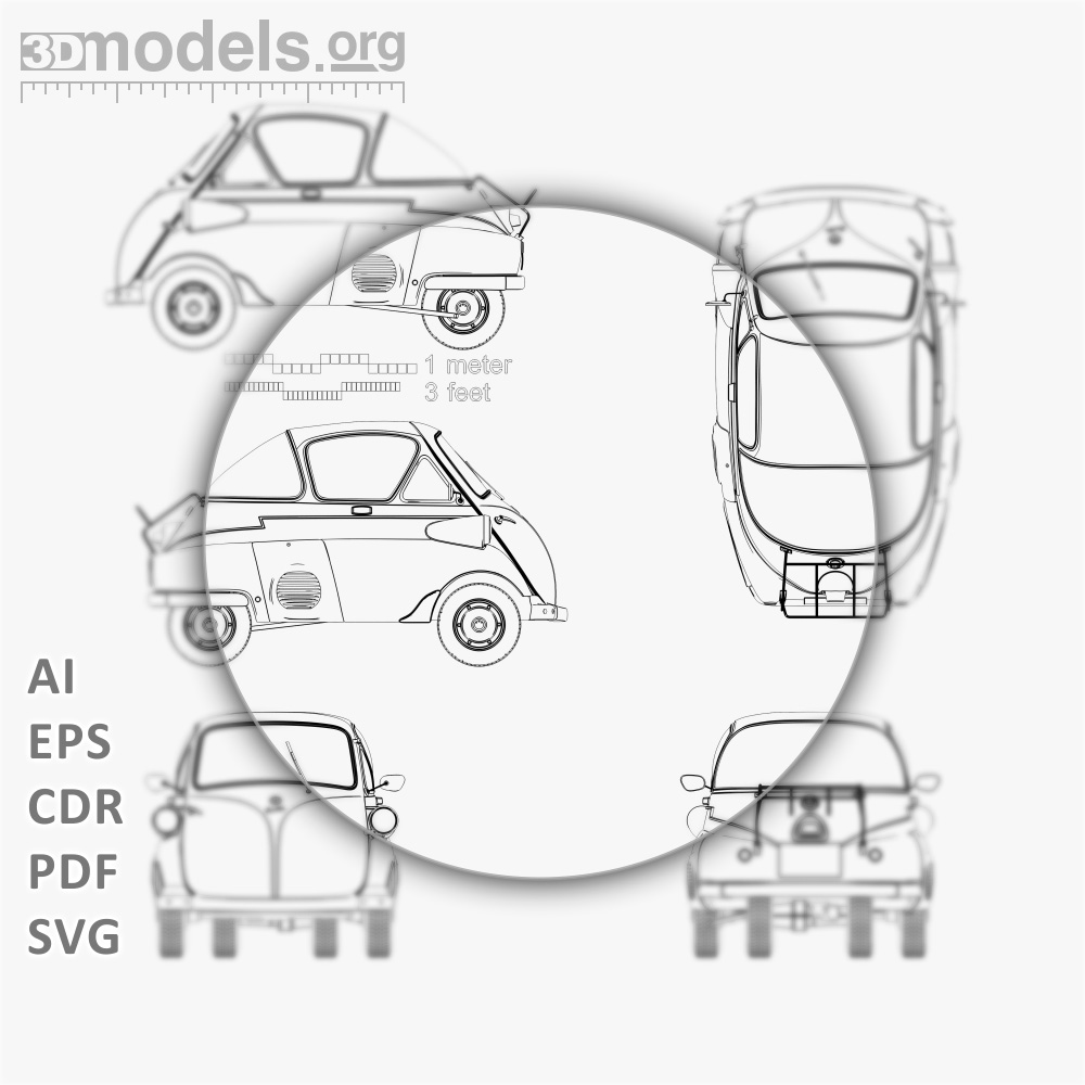 BMW Isetta 250 1955 Vector Blueprint - 3DModels.org