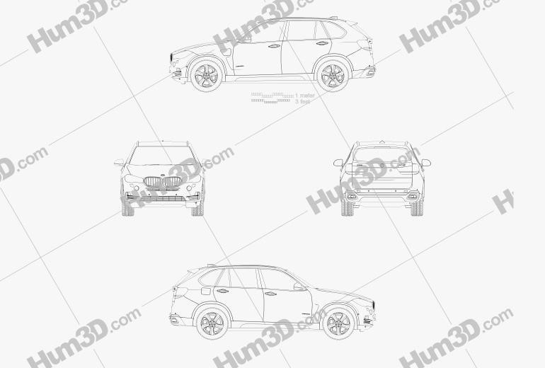 BMW X5 (F15) e 2017 Blueprint - 3DModels.org
