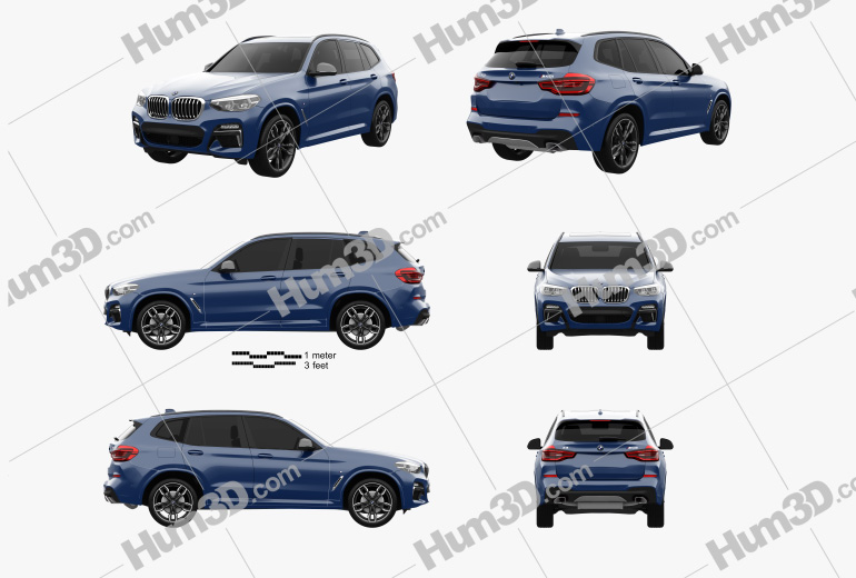 BMW X3 blueprints Download in PNG - 3DModels.org