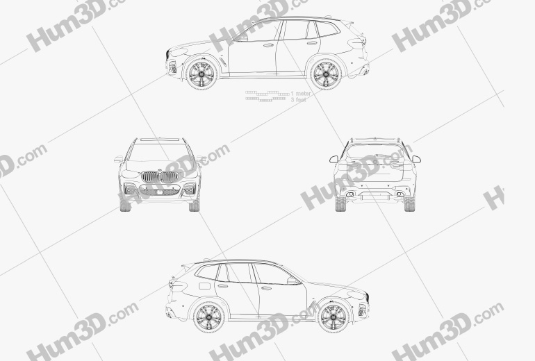 BMW X3 M (G01) 2020 Blueprint - 3DModels.org