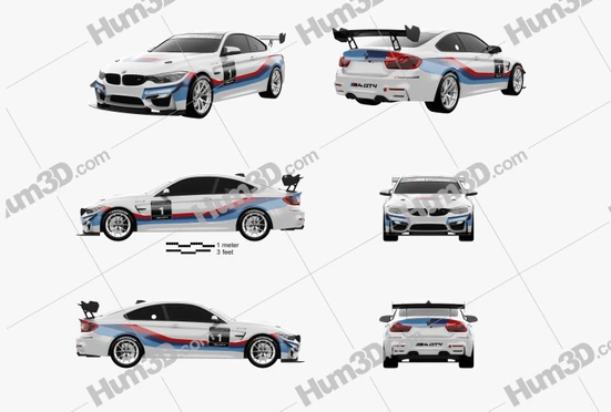BMW M4 blueprints Download in PNG - 3DModels.org