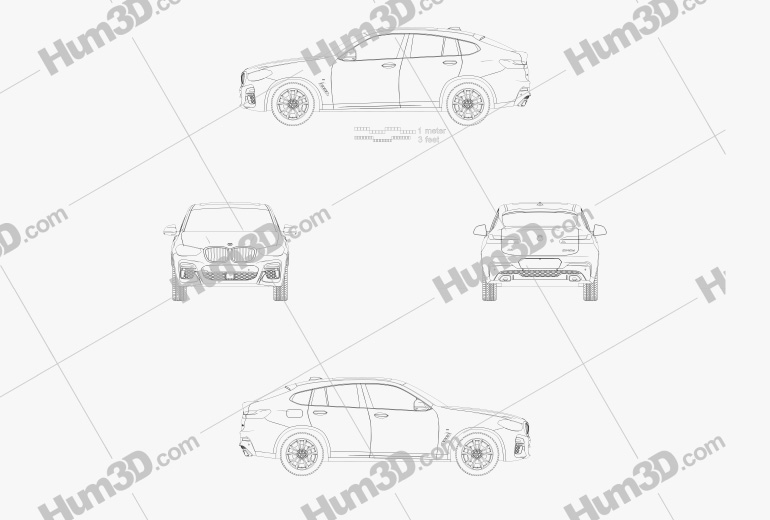 BMW X4 M sport (G02) 2021 Blueprint - 3DModels.org