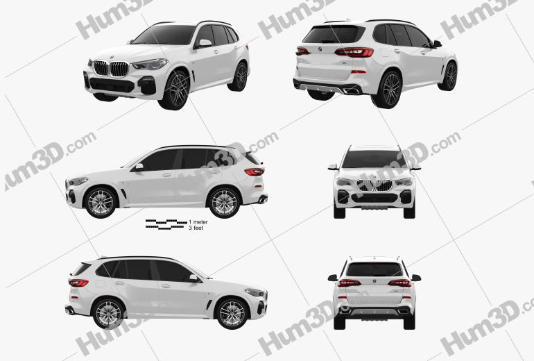 BMW X5 (G05) M sport 2021 Blueprint Template - 3DModels.org