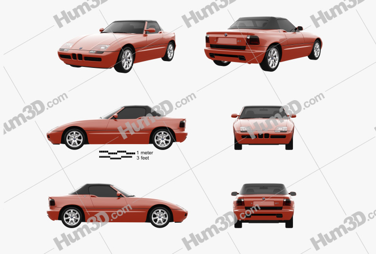 BMW Z1 1991 Blueprint Template - 3DModels.org