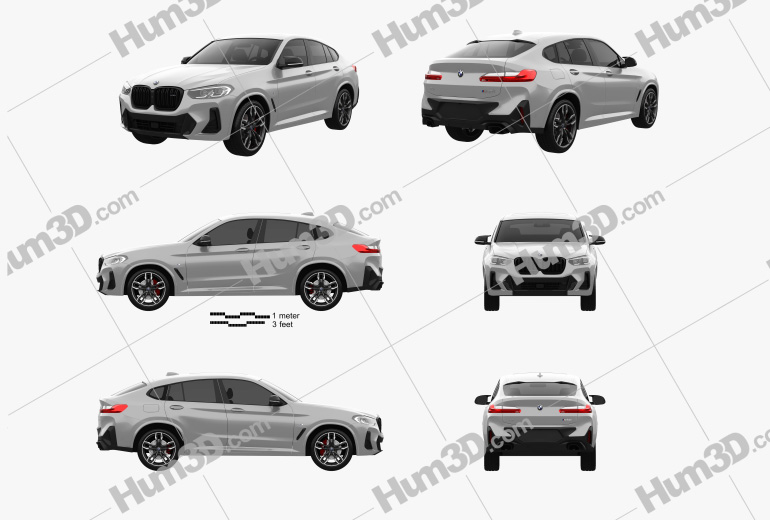 BMW X4 M 2022 Blueprint Template - 3DModels.org