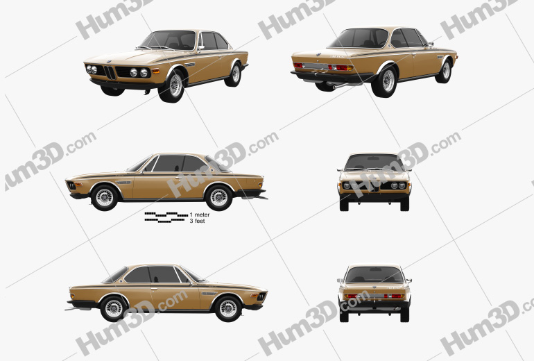 BMW 3.0 CSL 1971 Blueprint Template - 3DModels.org
