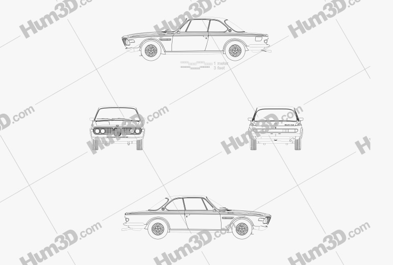 BMW 3.0 CSL 1971 Blueprint - 3DModels.org