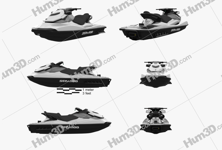 BRP Sea-Doo GTI SE 130/155 2012 Blueprint Template - 3DModels.org