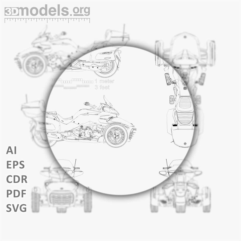 BRP Can-Am Spyder F3 Limited 2020 Vector Blueprint - 3DModels.org