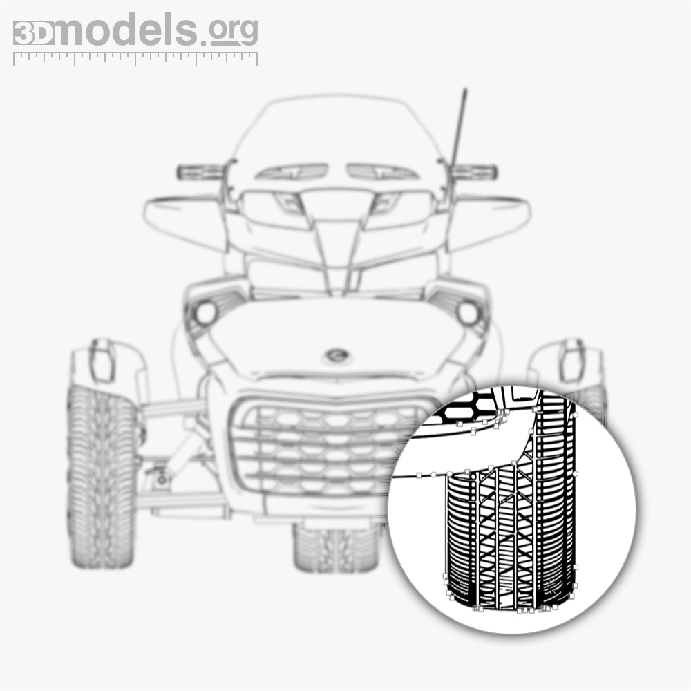 BRP Can-Am Spyder F3 Limited 2020 Vector Blueprint - 3DModels.org