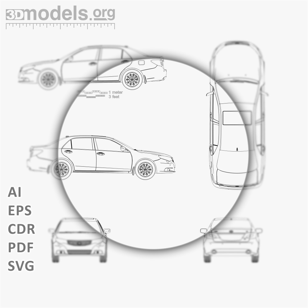 BYD Si Rui 2016 Vector Blueprint - 3DModels.org