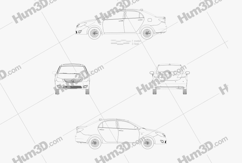 BYD L3 2015 Blueprint - 3DModels.org