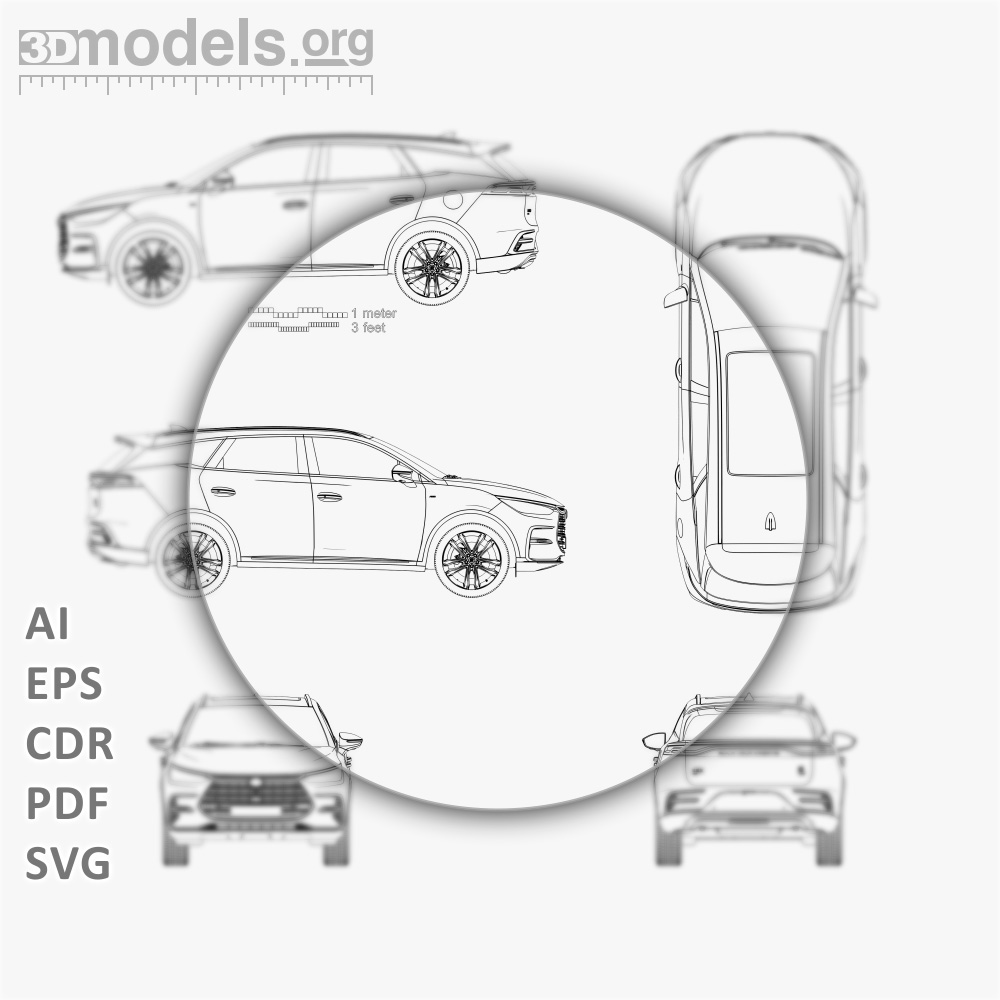 BYD Tang DM 2023 Vector Blueprint - 3DModels.org