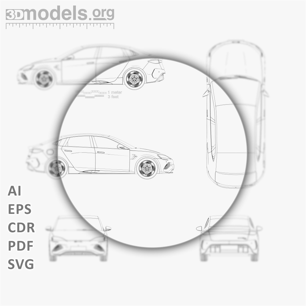 BYD Seal 2025 Vector Blueprint - 3DModels.org