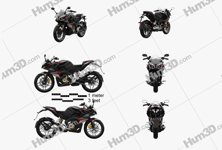 Bajaj RS200 2015 Blueprint Template - 3DModels.org